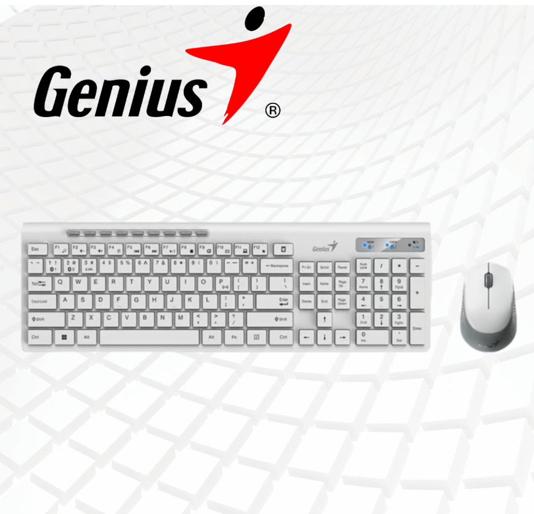 COMBO TECLADO MULTIMEDIA + MOUSE WIRELESS & BLUETOOTH, BLANCO SLIMSTAR 8230 - GENIUS - Abril ...